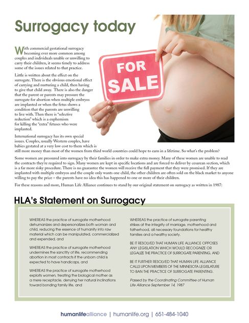 Surrogacy Fact Sheet — Human Life Alliance