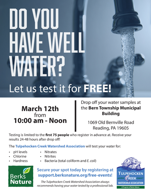 Well Water Testing New Date March 26th — Berks Nature