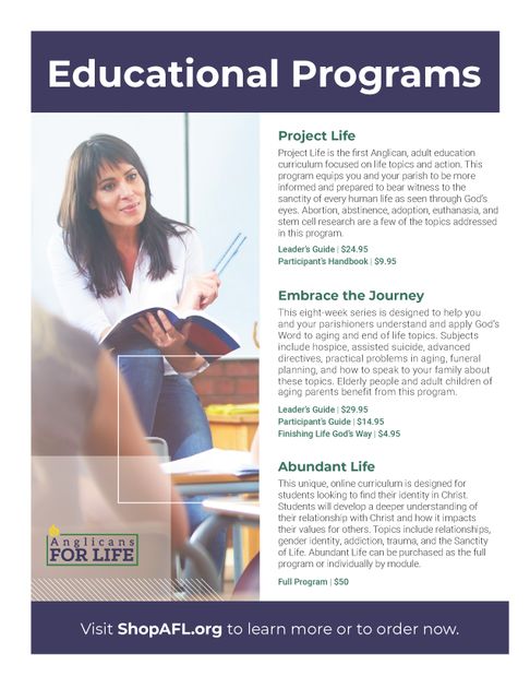 AFL Education and Action Flyer — Anglicans For Life