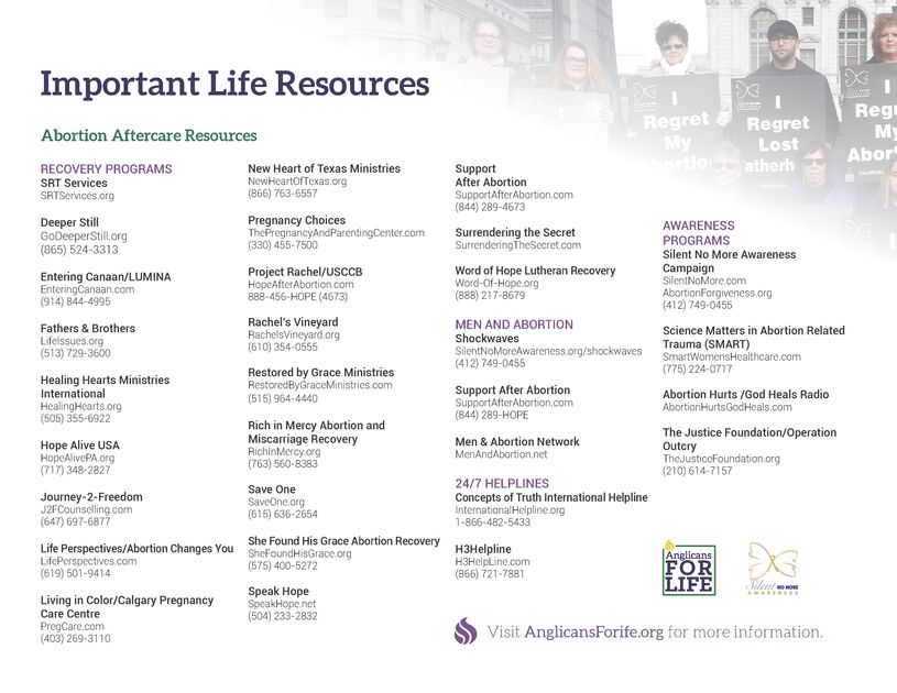 Important Life Resources Guide — Anglicans For Life